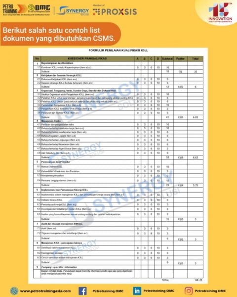 FAQ Dokumen CSMS - Petro Training Asia